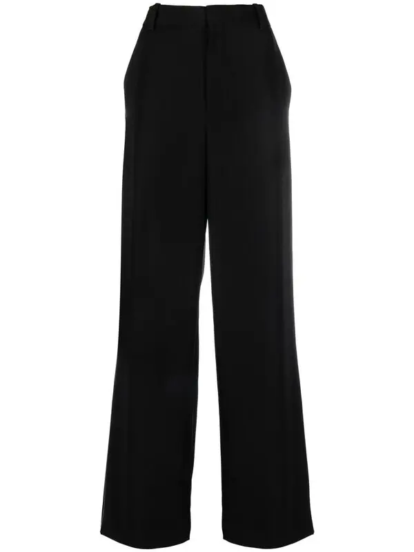 Balmain Mid-rise Wide-leg Trousers - Black
