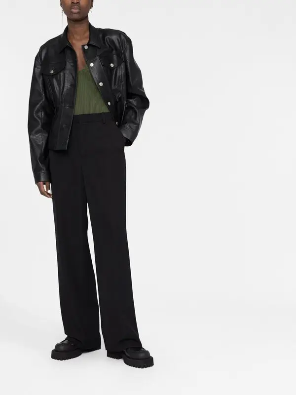 Balmain Mid-rise Wide-leg Trousers - Black