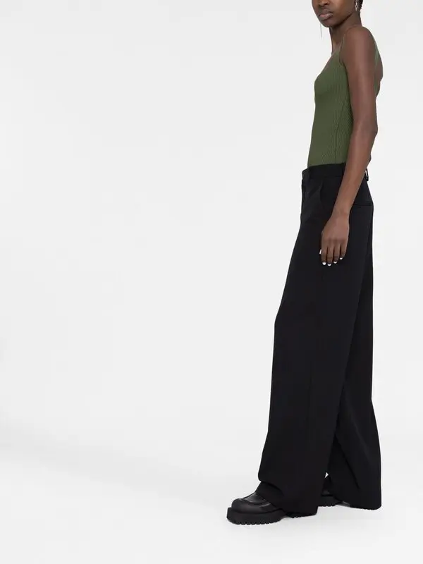 Balmain Mid-rise Wide-leg Trousers - Black
