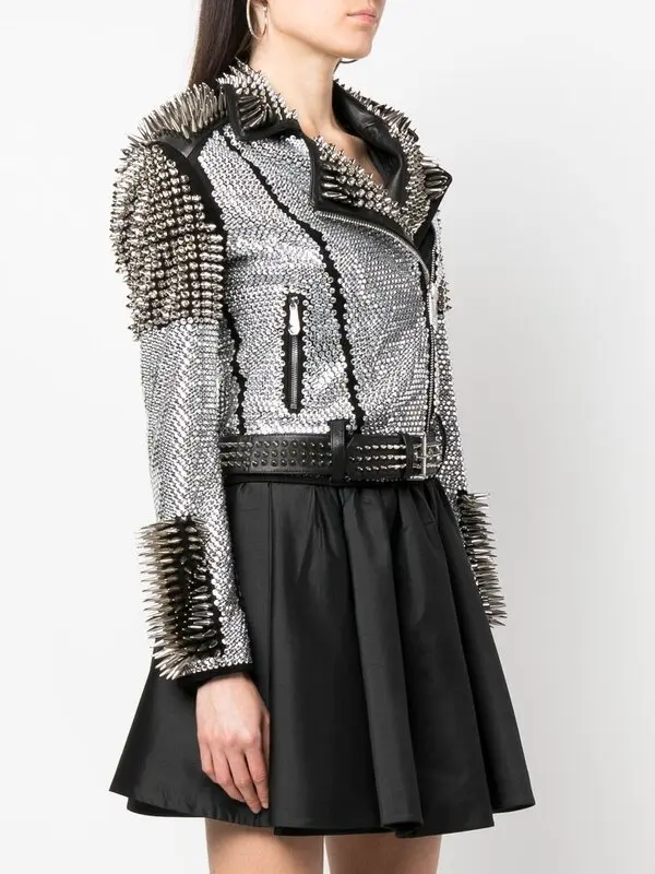 Philipp Plein Crystal-studded Biker Jacket