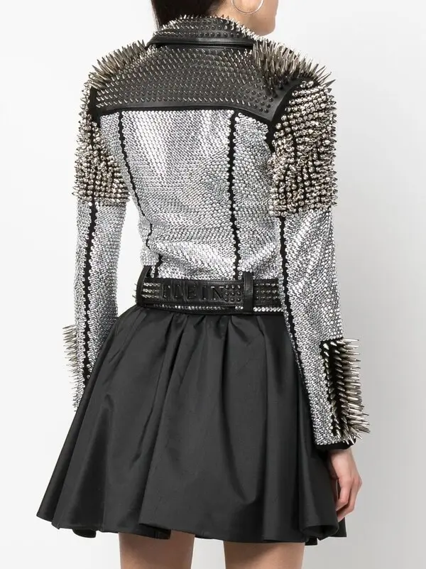 Philipp Plein Crystal-studded Biker Jacket