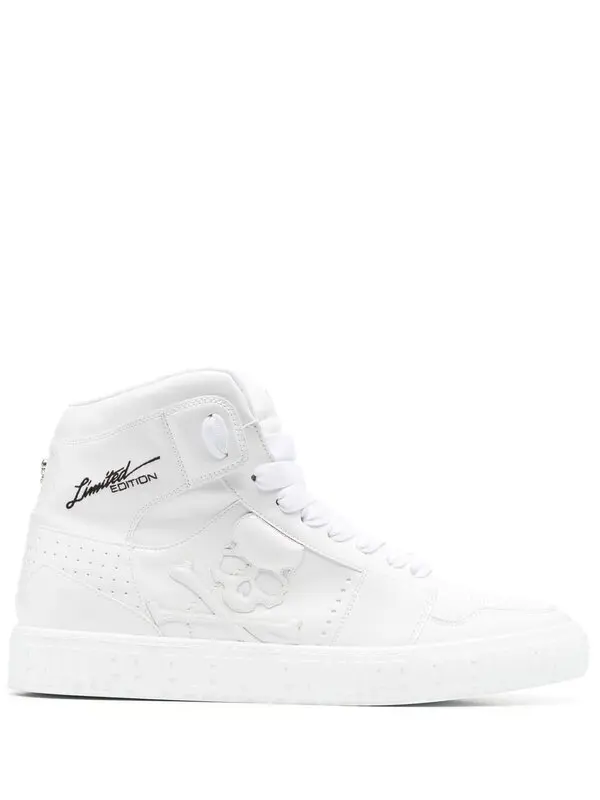 Philipp Plein Super Street Skull Bones Hi-top Sneakers - White