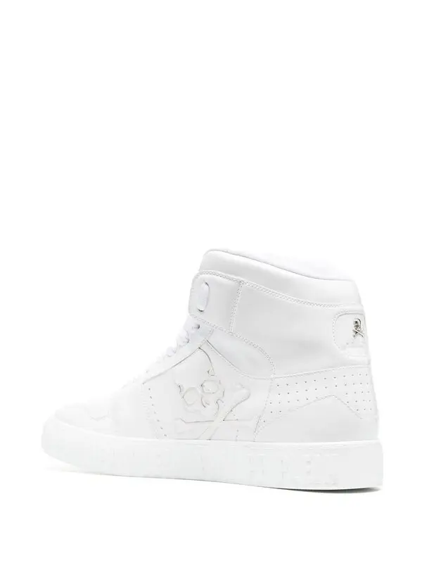 Philipp Plein Super Street Skull Bones Hi-top Sneakers - White