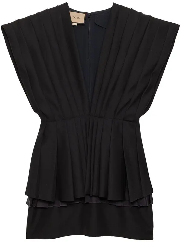 Gucci Pleated Wool Mini Dress