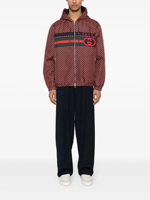 Gucci Interlocking Gg Hooded Jacket - Red