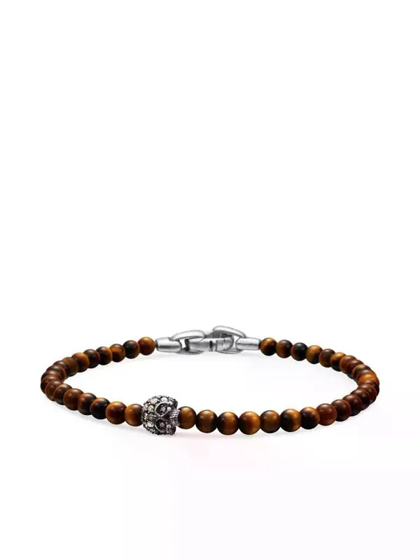 David Yurman Sterling Tiger Eye Skull Bracelet - Silver