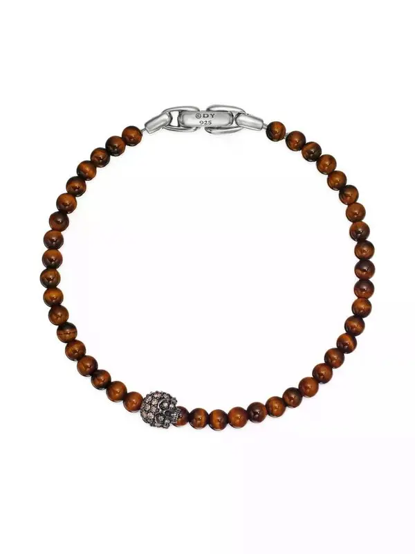David Yurman Sterling Tiger Eye Skull Bracelet