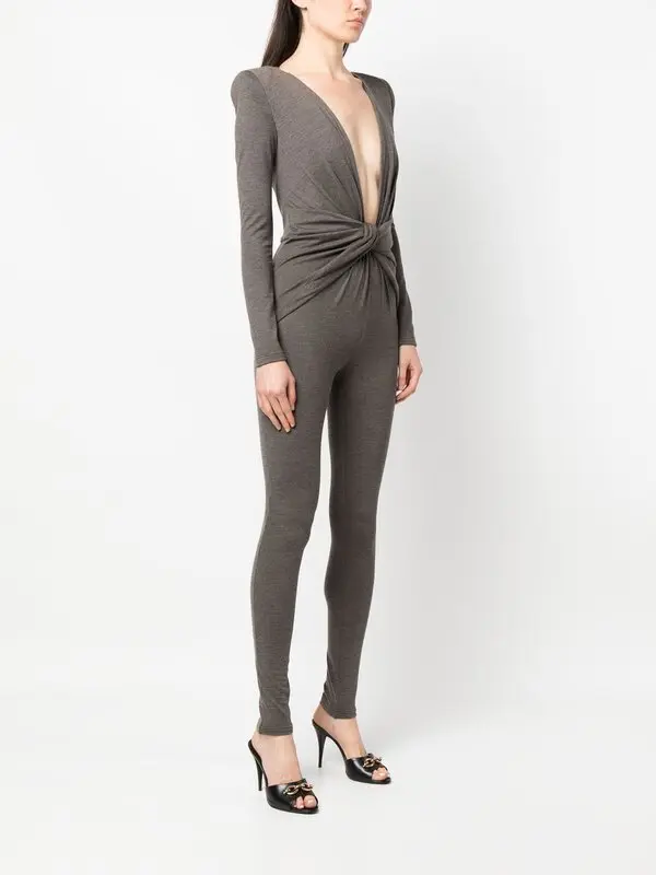 Saint Laurent Twist-detail V-neck Jumpsuit