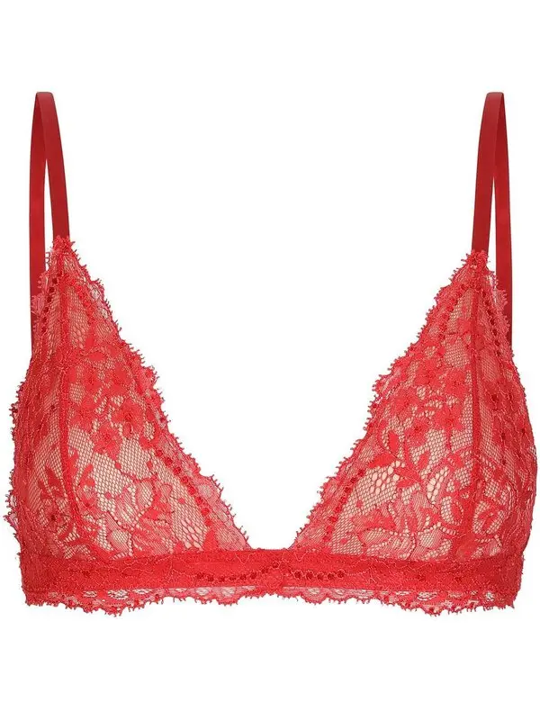 Dolce & Gabbana Chantilly-lace Triangle Bra - Red