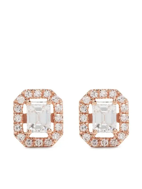 Shay 18k Rose Mini Me Diamond Halo Earrings - Gold