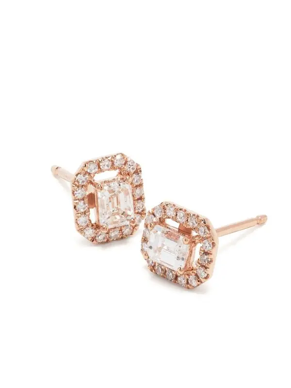 Shay 18k Rose Mini Me Diamond Halo Earrings