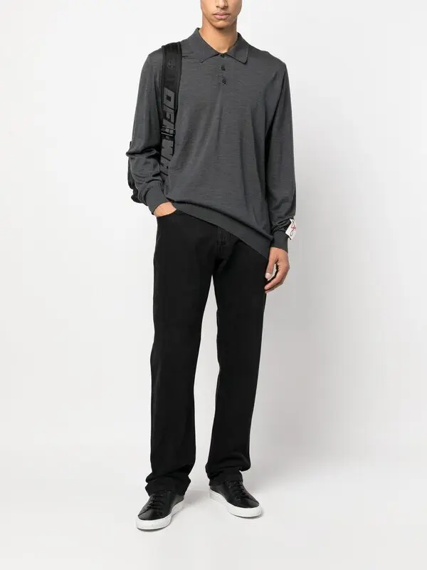 GOLDEN GOOSE Logo-patch Wool Polo Shirt