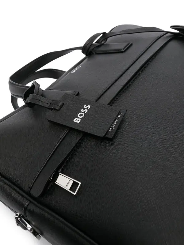 BOSS Logo-stamp Leather Laptop Bag