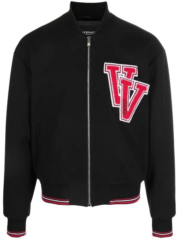 Versace Varsity-logo Bomber Jacket - Black