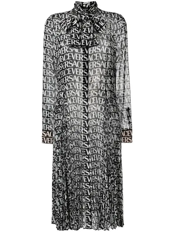 Versace Logo-print Silk Shirt Dress