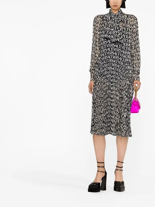 Versace Logo-print Silk Shirt Dress