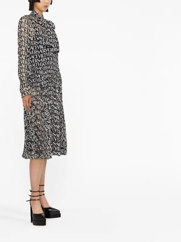 Versace Logo-print Silk Shirt Dress