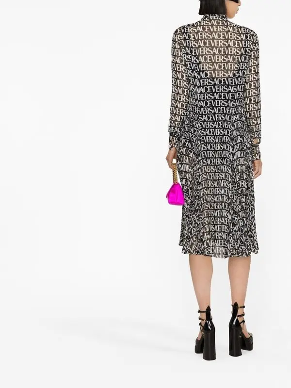 Versace Logo-print Silk Shirt Dress