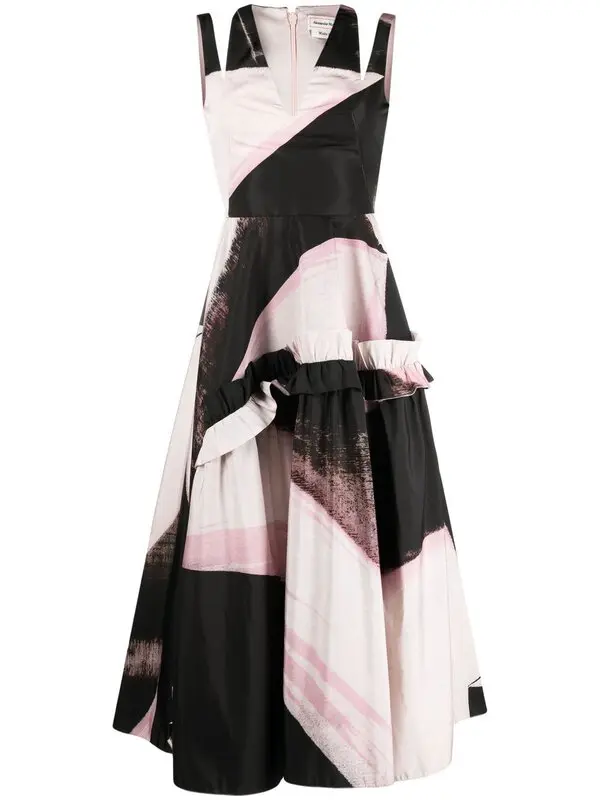 Alexander McQueen Ruched-detail V-neck Dress