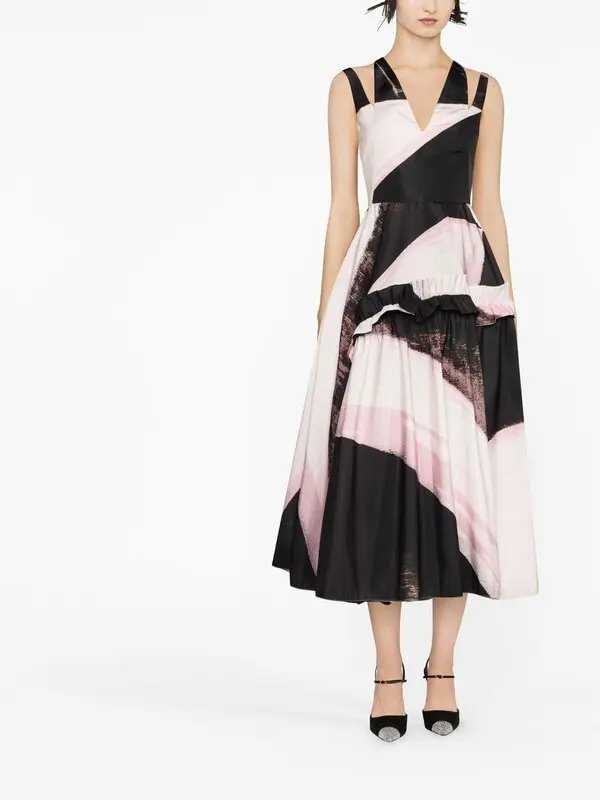 Alexander McQueen Ruched-detail V-neck Dress