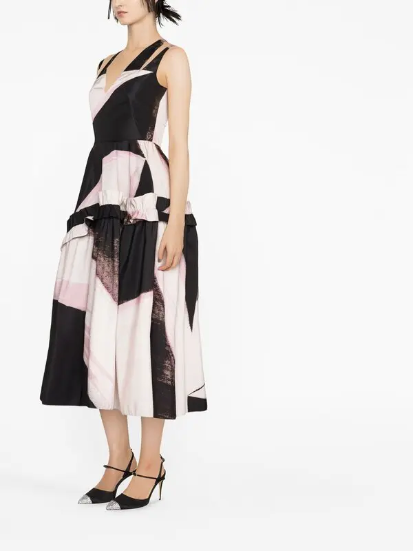 Alexander McQueen Ruched-detail V-neck Dress