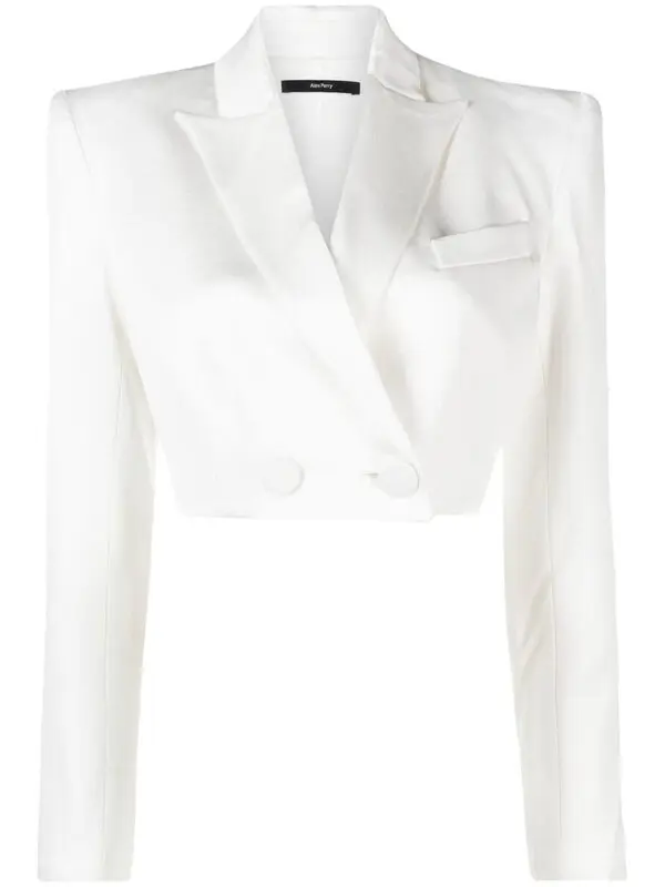 Alex Perry Single-breasted Cropped Blazer - White