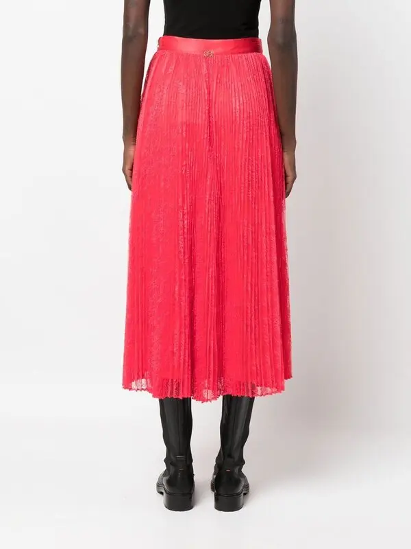 TWINSET Lace-trim Pleated Skirt