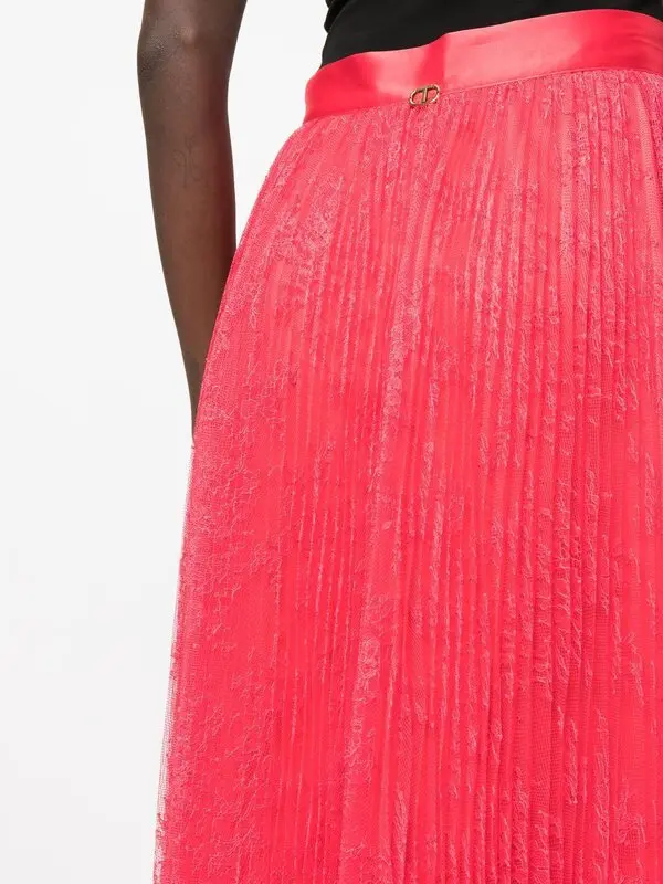 TWINSET Lace-trim Pleated Skirt