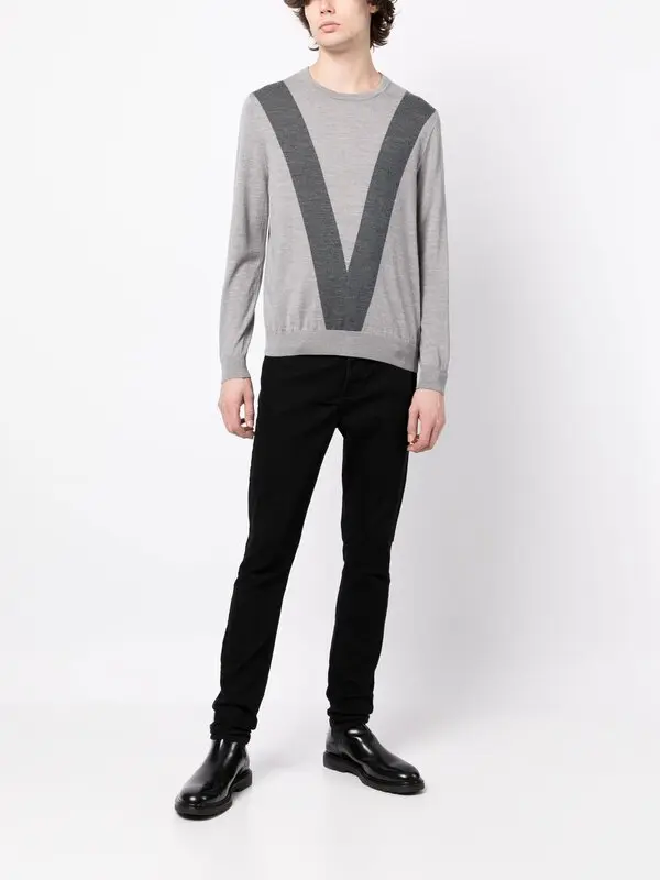 PORTS V Intarsia-knit Logo Crew-neck Jumper