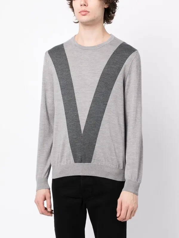 PORTS V Intarsia-knit Logo Crew-neck Jumper