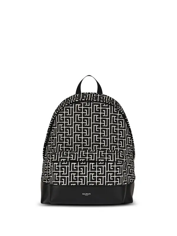 Balmain All-over Logo-pattern Backpack - Black