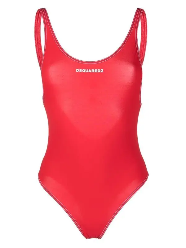 Dsquared2 Logo-print U-neck Swimsuit - Red