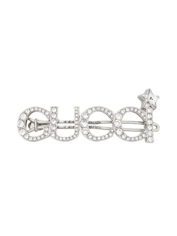 Gucci Crystal Logo Hair Clip - Silver | Editorialist display picture 1