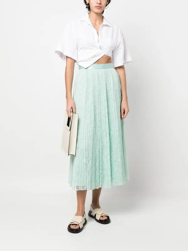 TWINSET Pleated High-waisted Midi Skirt