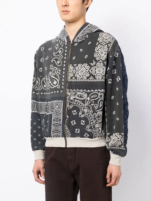 Kapital Paisley-Print Zip Hoodie - Black - 45% Off | Editorialist