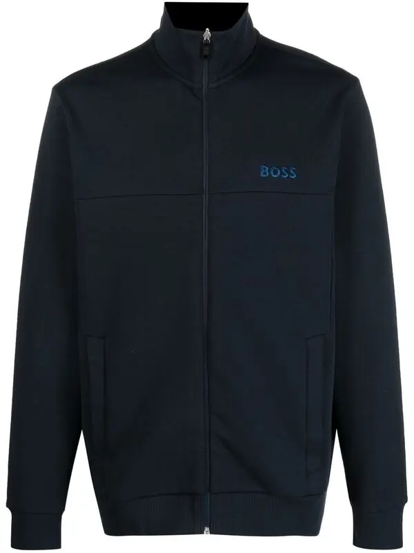 BOSS Logo Embroidered Zip Jacket
