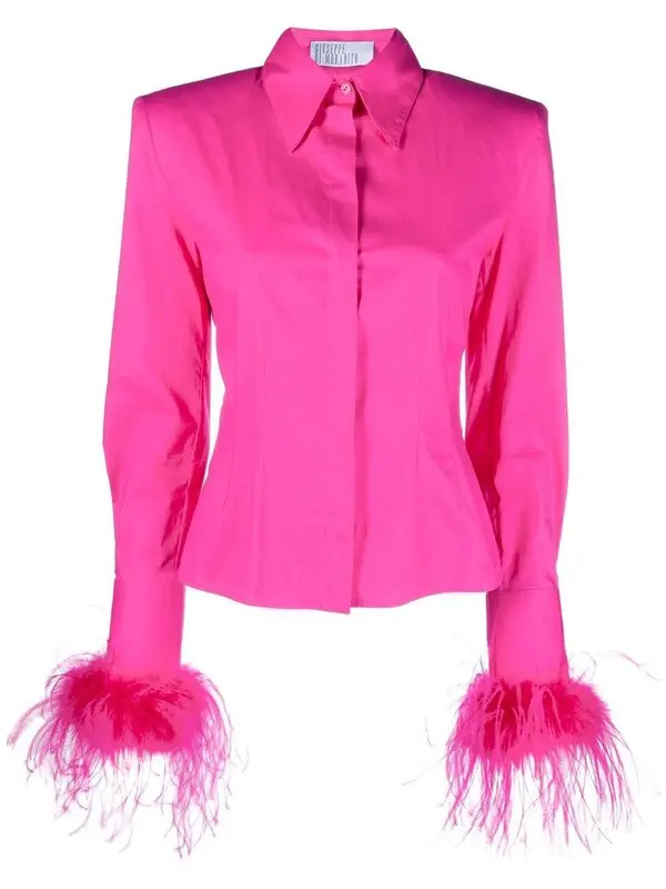 Giuseppe Di Morabito Feather-trim Shirt - Pink