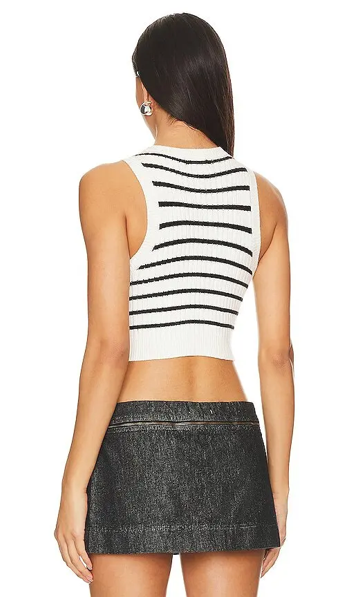 Superdown Phoebe Ultra Crop Vest - White & Black