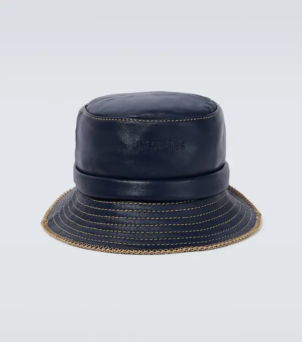 Jacquemus Le Bob Mentalo Leather Bucket Hat - Blue