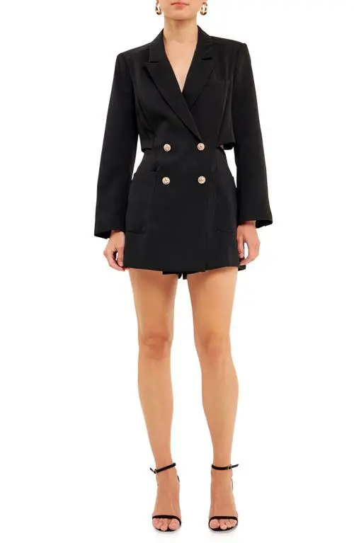 Endless Rose Cutout Romper - Black