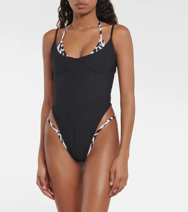 SAME Double Layer One-piece Swimsuit - Multicoloured