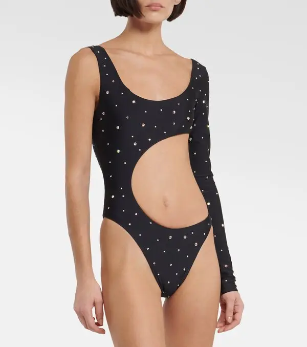 Alessandra Rich Embellished Cutout Swimsuit
