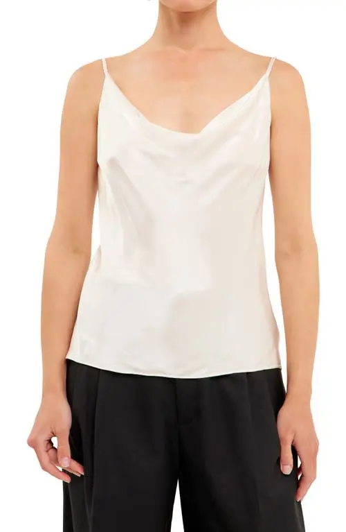 GREY LAB Cowl Neck Satin Camisole - Cream
