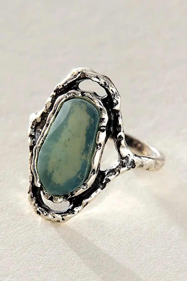 Free People Dells Stone Ring - Silver/amazonite