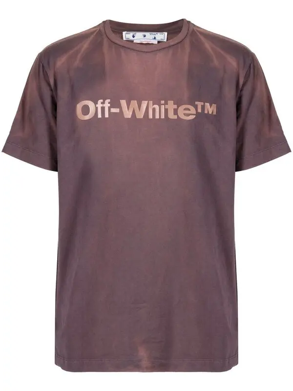 Off-White Logo Print Bleached T-shirt - Purple