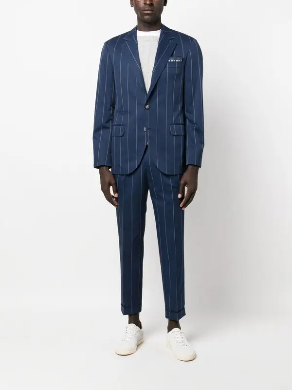 Brunello Cucinelli Pinstripe-print Single-breasted Blazer - Blue