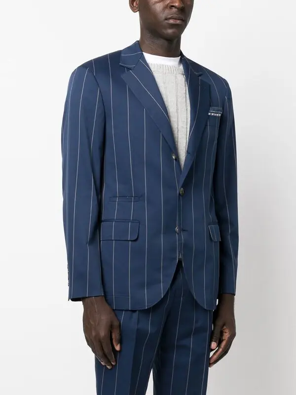 Brunello Cucinelli Pinstripe-print Single-breasted Blazer - Blue