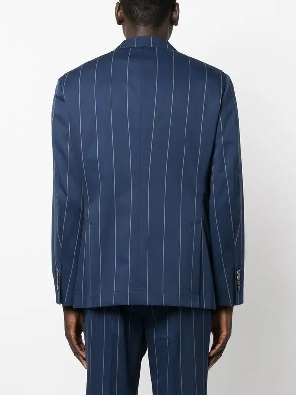 Brunello Cucinelli Pinstripe-print Single-breasted Blazer - Blue