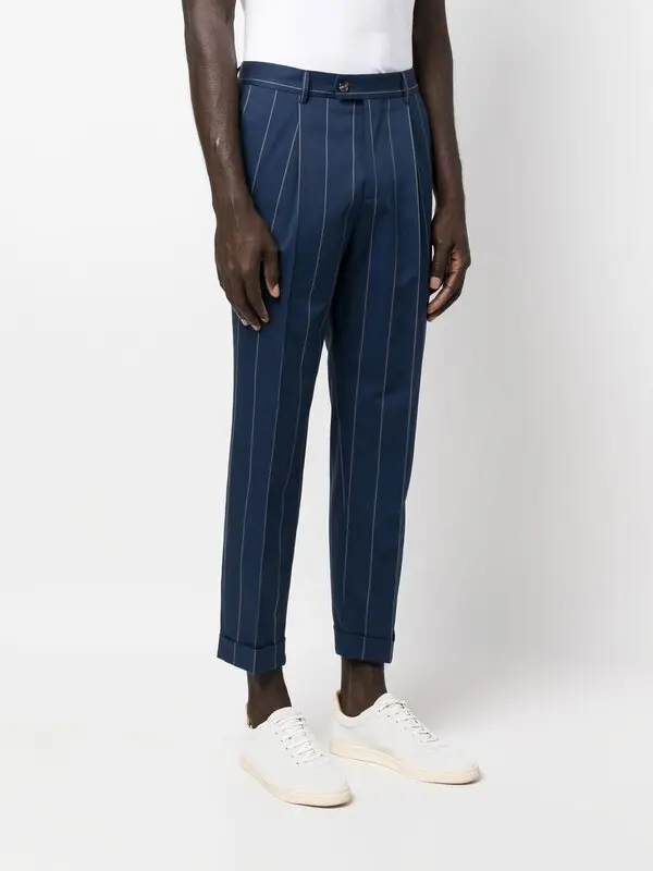 Brunello Cucinelli Pinstriped Cropped Trousers - Blue