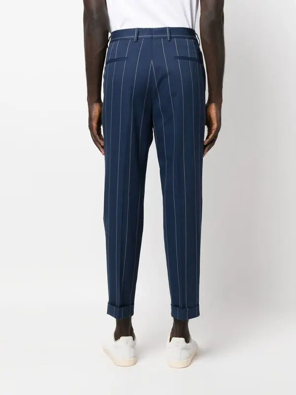 Brunello Cucinelli Pinstriped Cropped Trousers - Blue